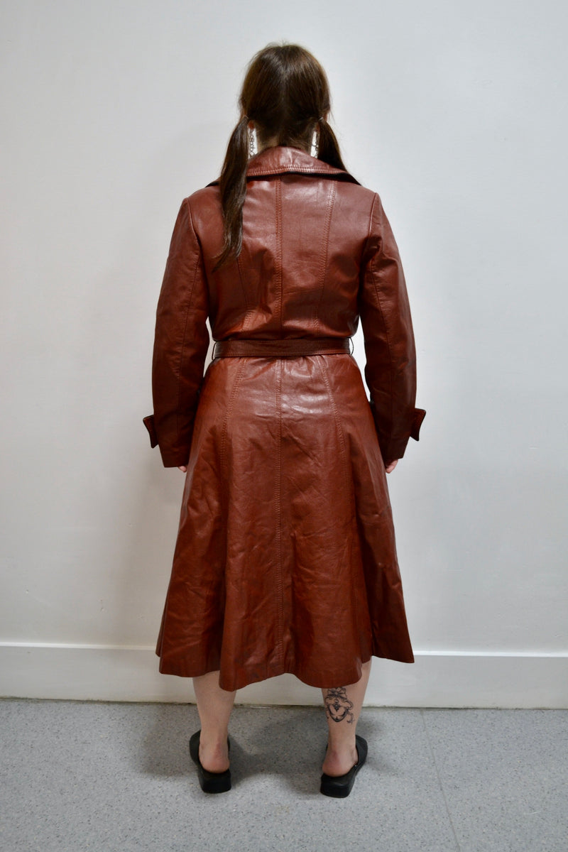 Vintage Rust Leather Trench – Community Thrift and Vintage