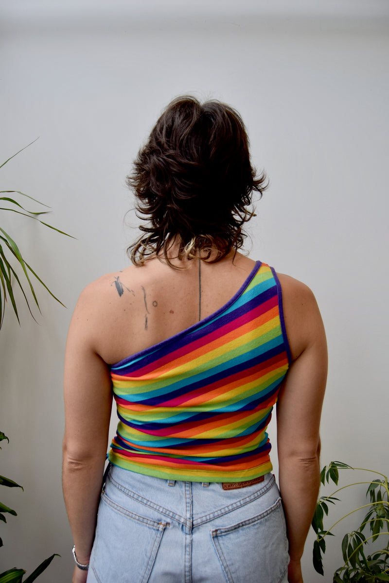 One Shoulder Rainbow Tank – Community Thrift and Vintage