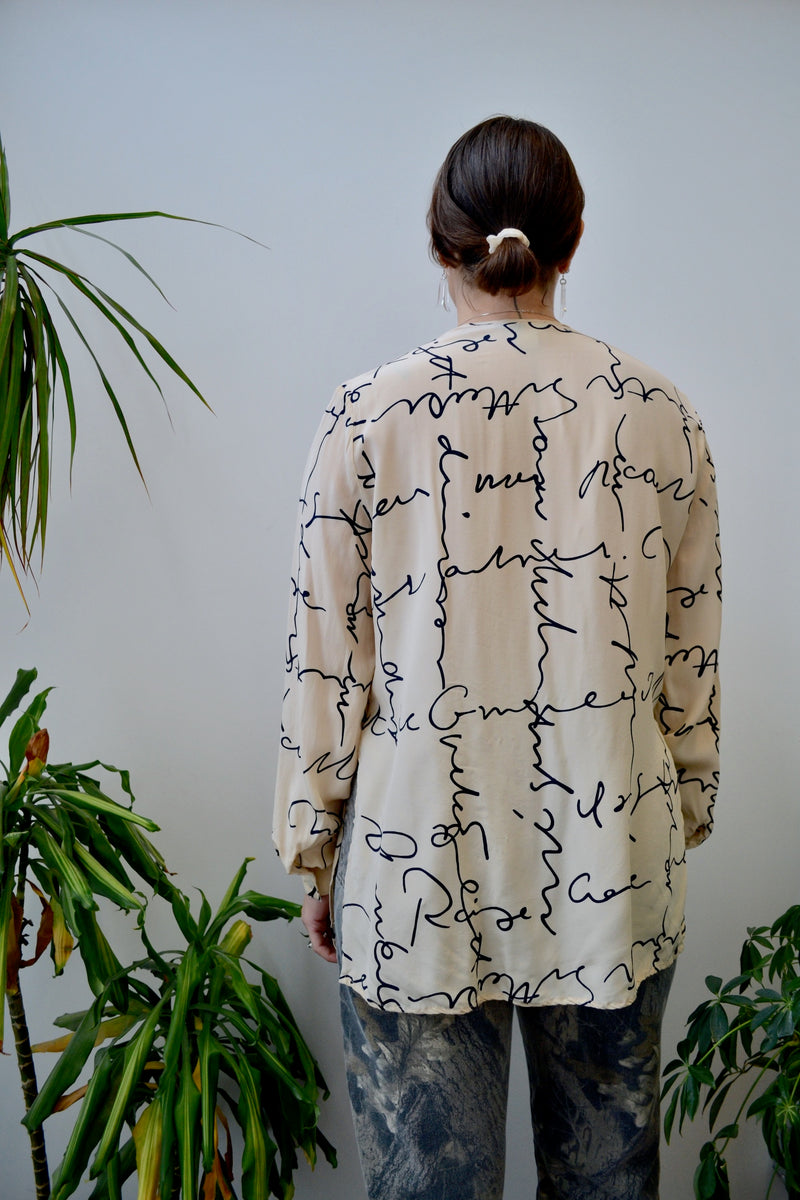 Script Silk Blouse – Community Thrift and Vintage