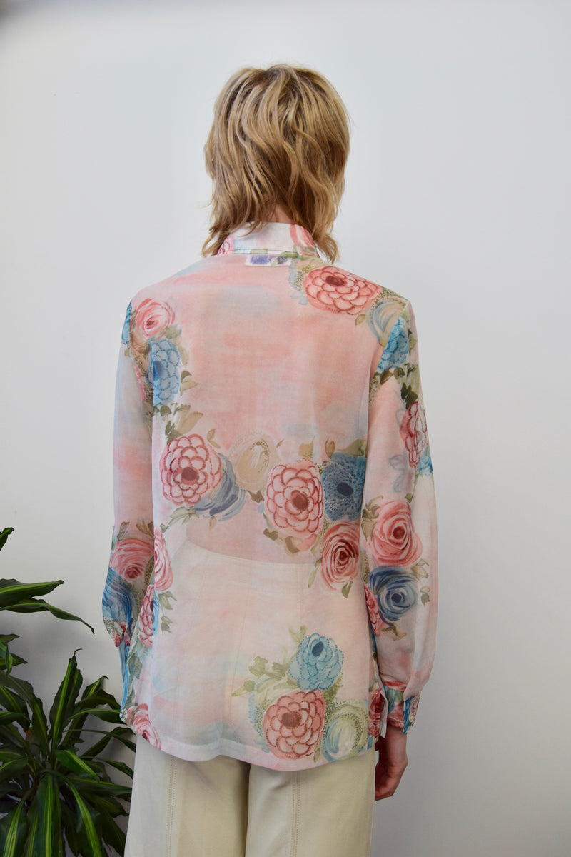 Seventies Sheer Rose Top – Community Thrift and Vintage