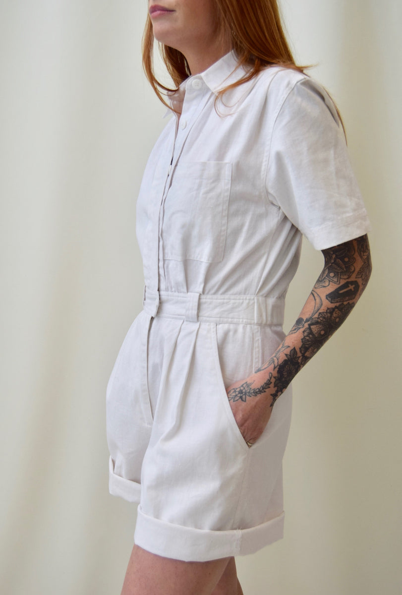 White Utility Romper – Community Thrift and Vintage